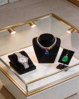 China Customizable Luxury Wooden Jewelry Display Cases, Equipped with LED Lighting, Eco-friendly and Durable for sale