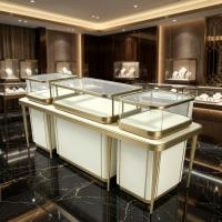 China Modern Luxury Platinum Modular Jewelry Display Set: Stylish Tempered Glass Display Cases for High-End Retail Jewelry Stores for sale