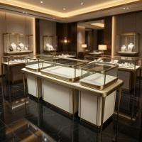 China Modern Luxury Platinum Modular Jewelry Display Set: Stylish Tempered Glass Display Cases for High-End Retail Jewelry Stores for sale