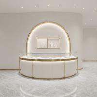 China White-gold Curved Jewelry Display Case, Arched Illuminated Niche Cabinet, High-End Display Stand for Shopping Malls for sale