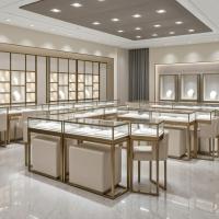 China Custom-designed Display Cases for High-end Jewelry Stores;minimalist,luxury-inspired Glass Island Display Cases;display Counters for sale