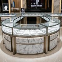 China Modern Semi-Circular U-Shaped Jewelry Display Case  Modular Curved Glass Counter  Diamond and Silver Jewelry Island Display Case for sale