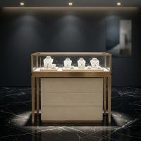 China Modern Minimalist Jewelry Counter with Storage Drawers and Tempered Glass Display Case; High-End Island Display Unit for sale