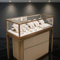 China Modern Minimalist Jewelry Counter with Storage Drawers and Tempered Glass Display Case; High-End Island Display Unit for sale