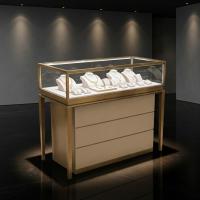 China Modern Minimalist Jewelry Counter with Storage Drawers and Tempered Glass Display Case; High-End Island Display Unit for sale