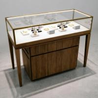 China Modern Minimalist Jewelry Counter with Storage Drawers and Tempered Glass Display Case; High-End Island Display Unit for sale