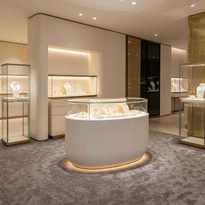 China Affordable Luxury Wooden Oval Glass Jewelry Display Cabinet, Jewelry Display Case, Watch Display Case, Jewelry showcase for sale