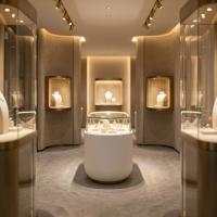 China Affordable Luxury Wooden Oval Glass Jewelry Display Cabinet, Jewelry Display Case, Watch Display Case, Jewelry showcase for sale