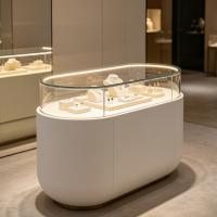 China Affordable Luxury Wooden Oval Glass Jewelry Display Cabinet, Jewelry Display Case, Watch Display Case, Jewelry showcase for sale