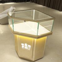 China Retail Lighted Jewelry Display Cabinet Metal Frame Wooden Body Clear Glass Showcase for sale