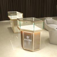 China Retail Lighted Jewelry Display Cabinet Metal Frame Wooden Body Clear Glass Showcase for sale