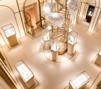China French Style Luxury Champagne Gold Aluminium Eco-Friendly Jewelry Store Interior Design Complete Turnkey Fixture Package Central for sale
