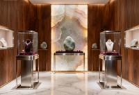 China Premium Glass Jewelry Display Stand Stainless Steel Frame for Jewelry Store Interior for sale