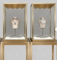 China Luxury Full Gold Frame Oval Island Jewelry Display Showcase with LED Lighting Durable & High Quality for sale