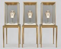 China Luxury Full Gold Frame Oval Island Jewelry Display Showcase with LED Lighting Durable & High Quality for sale