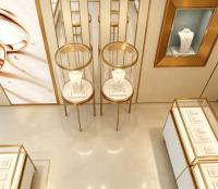 China Best Designer Diamond Cases Metal Gold LED Lighting Small Jewellery Shop Design 3D Interior Durable High Quality for sale
