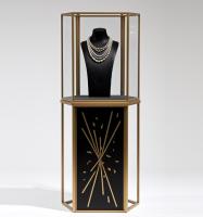 China Vintage Luxury Jewelry Display Cabinet Tempered Glass Durable Metal Construction LED Lighting for Necklace Earring Exhibition for sale