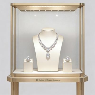 China Luxury Tempered Glass Jewelry Showcase with LED Lighting and Customizable Dimensions for High-End Retail and Exhibition for sale