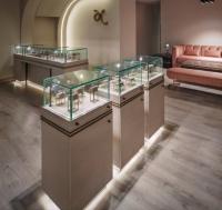 China Premium Acrylic Iron Jewelry Display Cabinet LED Lighting Versatile Island/Wall-Mounted Design for Luxury Malls Boutique for sale