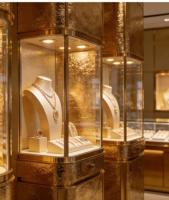 China High End LED Lit Tall Glass Jewelry Showcase for Necklaces & Rings for Boutique and Luxury Shopping Malls for sale