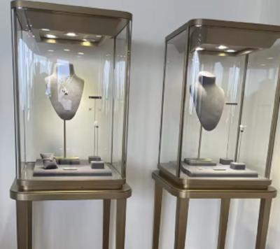 China Customizable LED Tall Display Case Integrated Lockable Storage for Luxury Jewelry/Wristwatch Retail Store Furniture (Aluminium) for sale