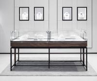 China Modern Business Dark Walnut Silver Trim LED Durable High Quality Jewelry Display Cases High End Custom Glass Showcases Wood Base for sale
