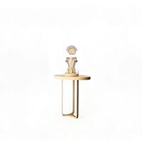 China Luxury Artistic Jewelry Display Pedestal LED Lighting | Marble Top Brushed Gold Curved Legs | Glass Dome Showcase for for sale