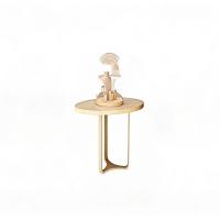 China Luxury Artistic Jewelry Display Pedestal LED Lighting | Marble Top Brushed Gold Curved Legs | Glass Dome Showcase for for sale