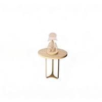 China Luxury Artistic Jewelry Display Pedestal LED Lighting | Marble Top Brushed Gold Curved Legs | Glass Dome Showcase for for sale