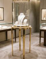 China Custom Modern Jewelry Display Showcase Aluminium LED Lighting Wood MDF Glass Black Gold Commercial Retail Store Showroom for sale