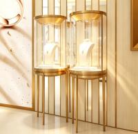 China Custom Modern Jewelry Display Showcase Aluminium LED Lighting Wood MDF Glass Black Gold Commercial Retail Store Showroom for sale