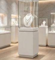 China Modern Glass Jewelry Store Cabinet Display Showcase Counter for Shopping Mall with Gold Finish for sale