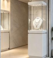 China Modern Glass Jewelry Store Cabinet Display Showcase Counter for Shopping Mall with Gold Finish for sale