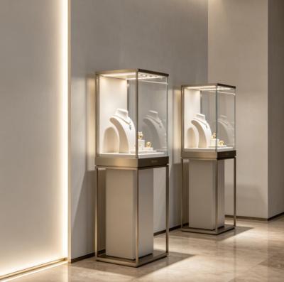 China Wooden Round Jewelry showcase Slide Out Deck Jewelry Display Counter Jewellery Display Cabinet Kiosk for sale