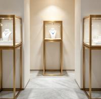 China Glass Jewelry Store Cabinet Furniture Jewelry Display Showcase Counter Gold Glass Counter for sale
