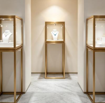 China Glass Jewelry Store Cabinet Furniture Jewelry Display Showcase Counter Gold Glass Counter for sale