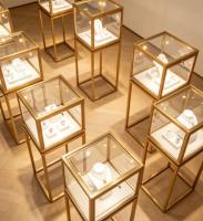 China Glass Jewelry Store Cabinet Furniture Jewelry Display Showcase Counter Gold Glass Counter for sale