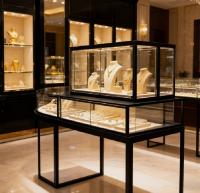 China Custom Luxury Gold Jewelry Store Full Set Display Cabinets, High-End Glass Showcase with LED Lighting for Gold Jewelry Boutiques for sale