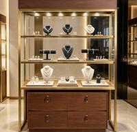 China Vintage Wood and Glass Display Showcase Cabinet with LED Lighting for Jewelry Gift Antique Store for sale