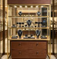 China Vintage Wood and Glass Display Showcase Cabinet with LED Lighting for Jewelry Gift Antique Store for sale