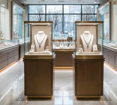China Premium Metal Frame Lockable Jewelry Glass Cabinet with LED Lighting for Luxury Shopping Malls & Retail Stores for sale