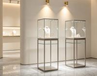 China Modern Wood Glass Display Showcase Cabinet with LED Lighting High Quality GZowin Brand for Luxury Jewelry Gift Shopping Mall for sale