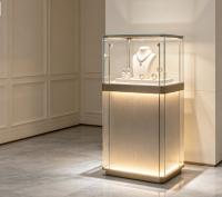 China Modern Wood Glass Display Showcase Cabinet with LED Lighting High Quality GZowin Brand for Luxury Jewelry Gift Shopping Mall for sale