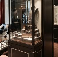 China High-end Custom-made Dark-colored Jewelry Standing Display Cabinet for sale