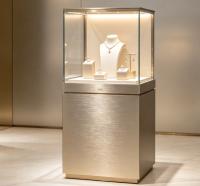 China Modern LED Light Jewelry Showcase Counter Display Aluminum Frame with MDF Tempered Glass for Store Shopping Mall for sale