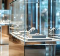 China Custom High-End Jewelry Store Mirror Stainless Steel Freestanding Display, Glass Showcase for Luxury Jewelry for sale