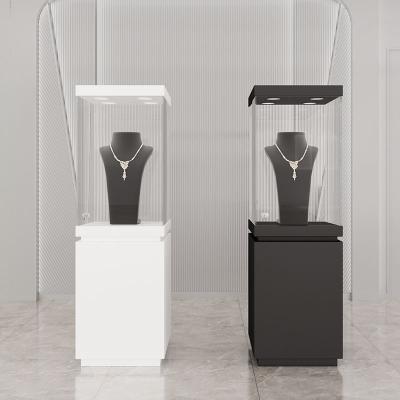China Modern Design Wooden Jewelry Showcase with Glass Door & LED Strip Light for sale