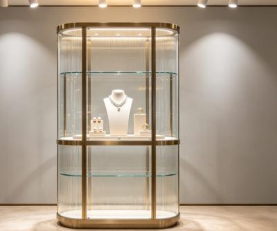 China GZowin Customizable Glass Display Cabinet LED Lighting for Luxury Jewelry Retail Shopping Malls-Durable High Quality Easy Clean for sale