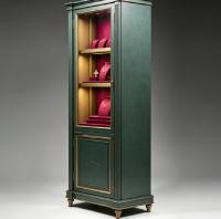 China Custom European Style Jewelry Store Display Case, Elegant Green Wood Glass Showcase for sale