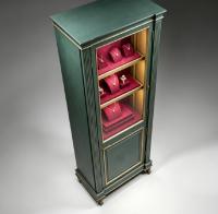 China Custom European Style Jewelry Store Display Case, Elegant Green Wood Glass Showcase for sale